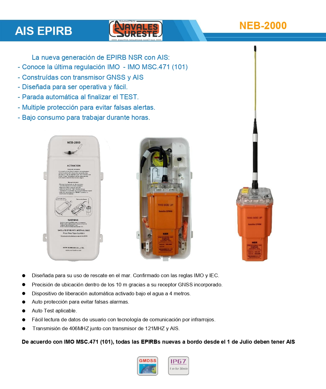 RADIOBALIZA NSR NEB-2000 AUTOMATICA CON AIS Y GPS - Suministros Navales ...